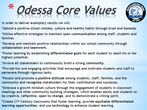 Core Values & Mission Statement | Odessa Elementary School